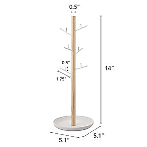 YAMAZAKI Home Tosca Accessory Tree - Jewelry Organizer Stand With Tray - Steel + Wood,White