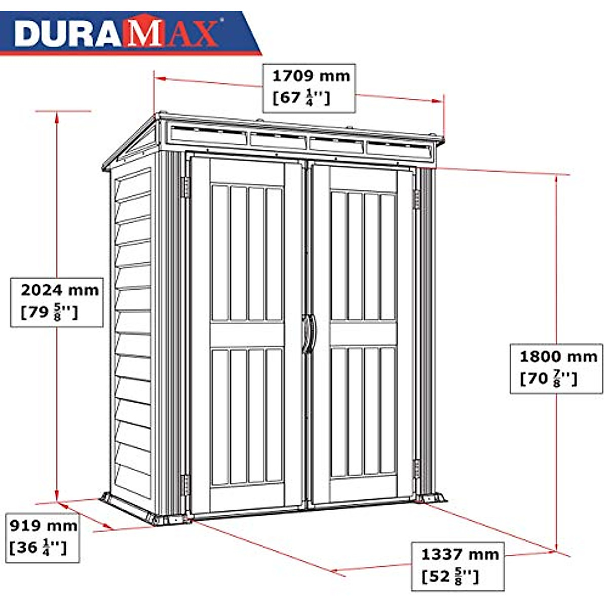 Duramax 05325 Yardmate Plus Pent Outdoor Vinyl Storage Shed, Anthracite & Adobe