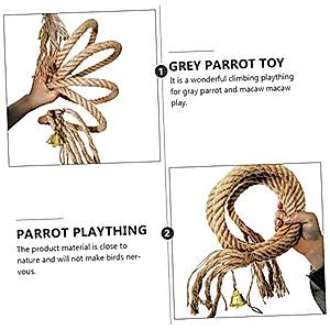 Ipetboom 3 pcs Bird Medium Bungee for Small L Chew Toys Size Macaw Conure Toy Parrot Bungees Cotton Grey Plaything Pet Stand Hanging Rope Bar Perch Pendant Climbing Cage