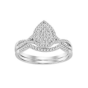 Eternal Bliss 1/4 cttw Round Natural Diamond Ladies Engagement Wedding Bridal Set in 10K Gold (white-gold, 8)