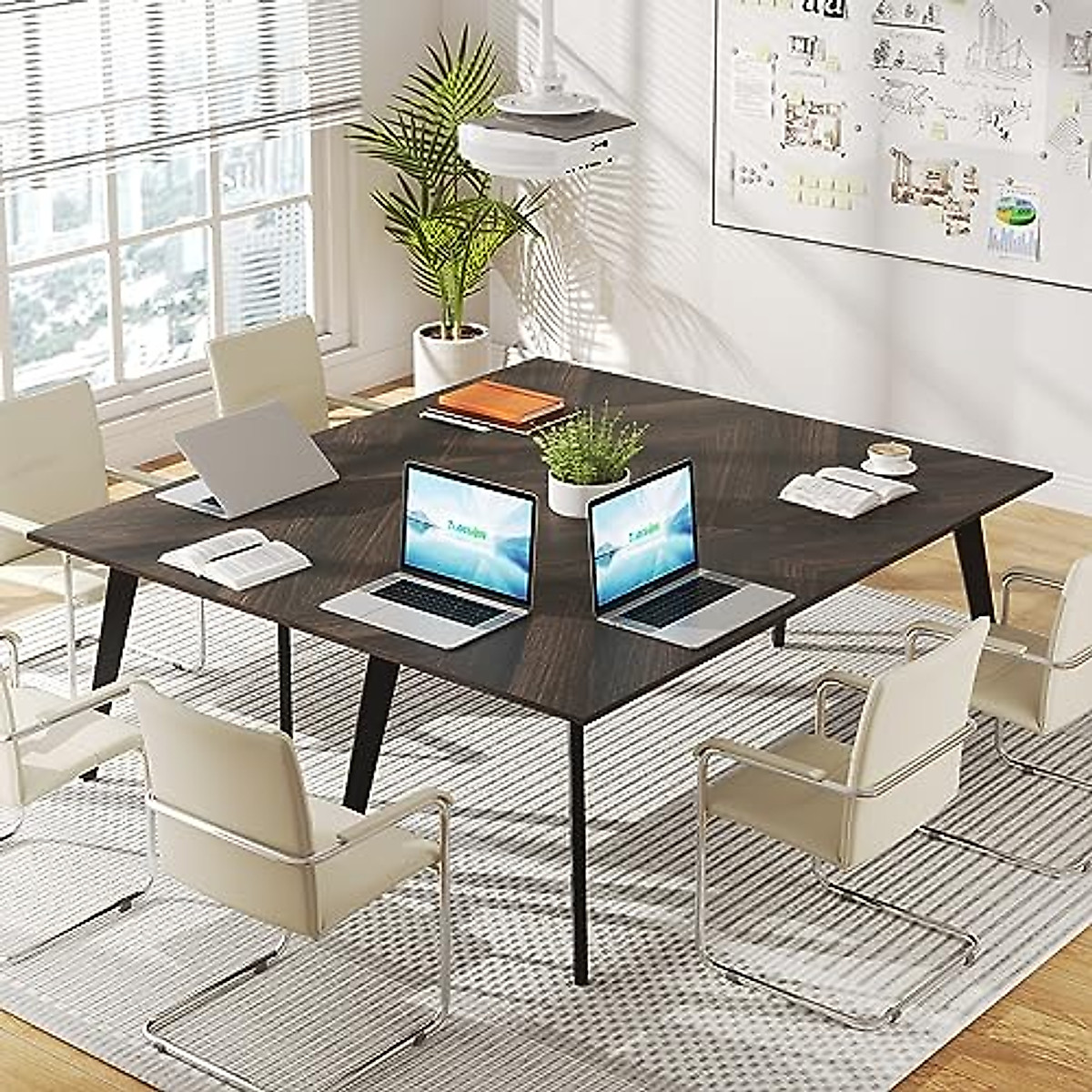 Tribesigns 6FT Conference Table, 70.2”W X 30.9”D Rectangular Meeting Room Table Seminar Table, Large Computer Desk for Home Office (Brown)