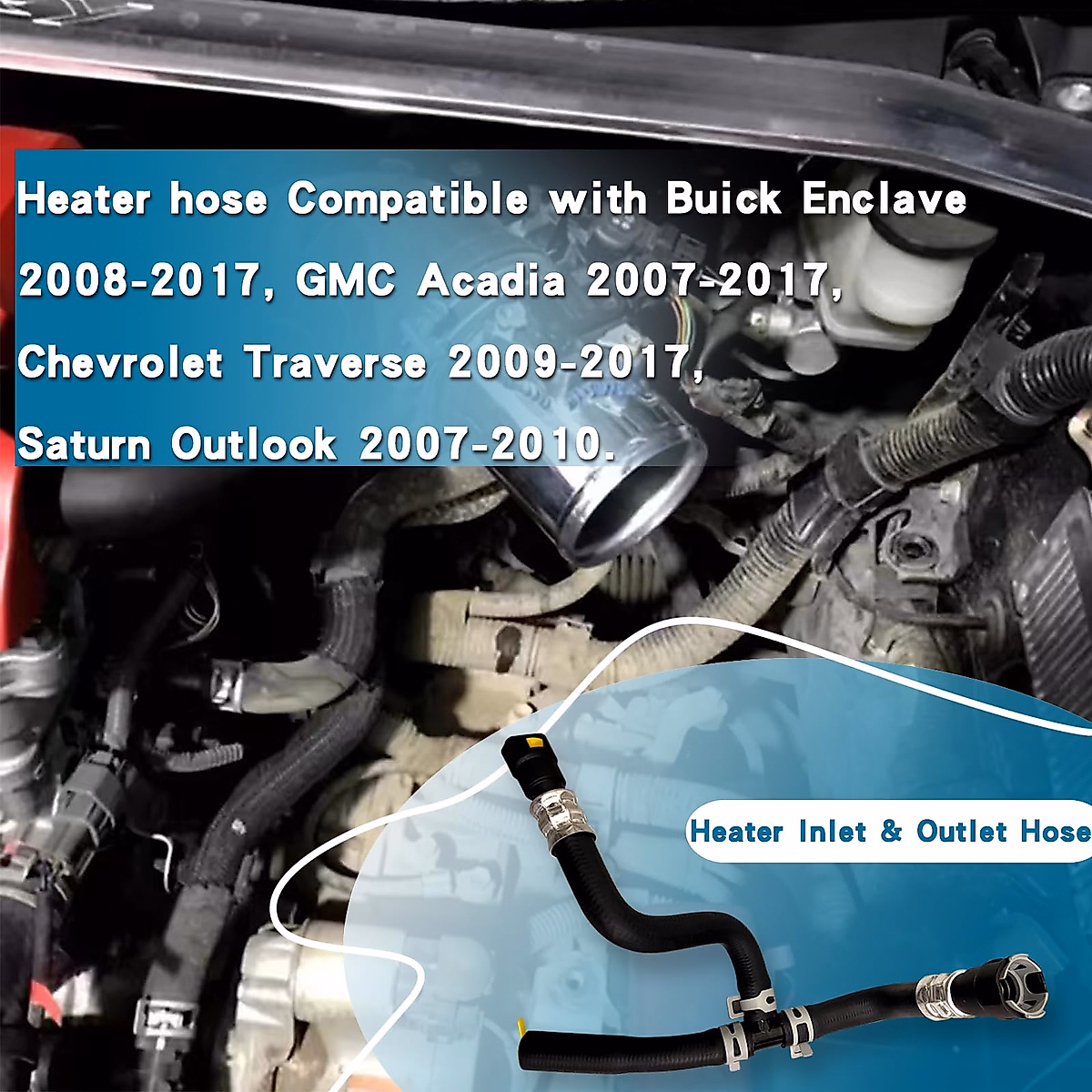 HVAC Heater Hose Assembly Compatible for Buick Enclave GMC Acadia and Chevrolet Traverse 2007-2017 Compatible Engine Heater Hose Replacement Part Number 20765678 25862087 25862088 626-562