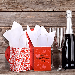 8 Pcs Mini Paper Valentines Day Gift Bags Mini Gift Bags with Handles Bag for Gift Cards, Galentines Day, Teacher Present, Classroom Parties, Wedding Birthday Sweetest Day Party Favor