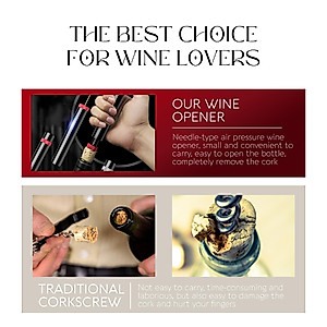 XALVA Air Pump Wine Opener - Travel Portable Air Pressure Wine Bottle Opener - Easy-Open Air Pressure Wine Opener Pump - Gifts for Wine Lovers - Efficient Wine Pump Opener for Home, Restaurant & Party