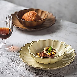 KOWMcp Dinner Plates Flower Shaped Stone Bowl Tableware Ceramic Dinner Plate Dishes Kitchen Tableware