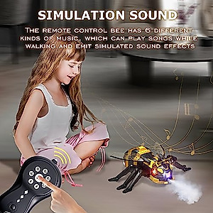 Remote Control Bee Kids Toys - Realistic RC Bee Robot, Robot Toys for Kids with Music, LED Light, Toys for 3 4 5 6 7 8 9 10 11 12+ Year Old Boys/Girls, Gifts for Christmas Easter Halloween, Birthday