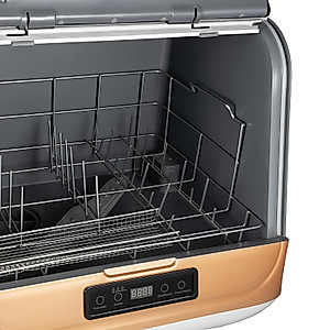 110V Countertop Dishwasher, 3-in-1 Washing Modes Portable Dishwasher, 360° Rotating Spray Mini Dishwasher with Flip-up Lid for Home and Apartments