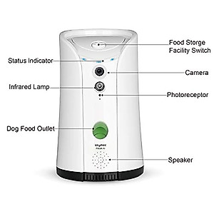 SKYMEE Dog Camera Treat Dispenser, WiFi Remote Pet Camera with Two-Way Audio and Night Vision, Compatible with Alexa