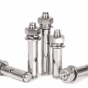 5 Pcs M6 x 50mm 304 Stainless Steel Expansion Bolt External Hex Expansion Screw Bolt Sleeve Anchor，Pool Safety Cover Expansion Bolts，for Concrete