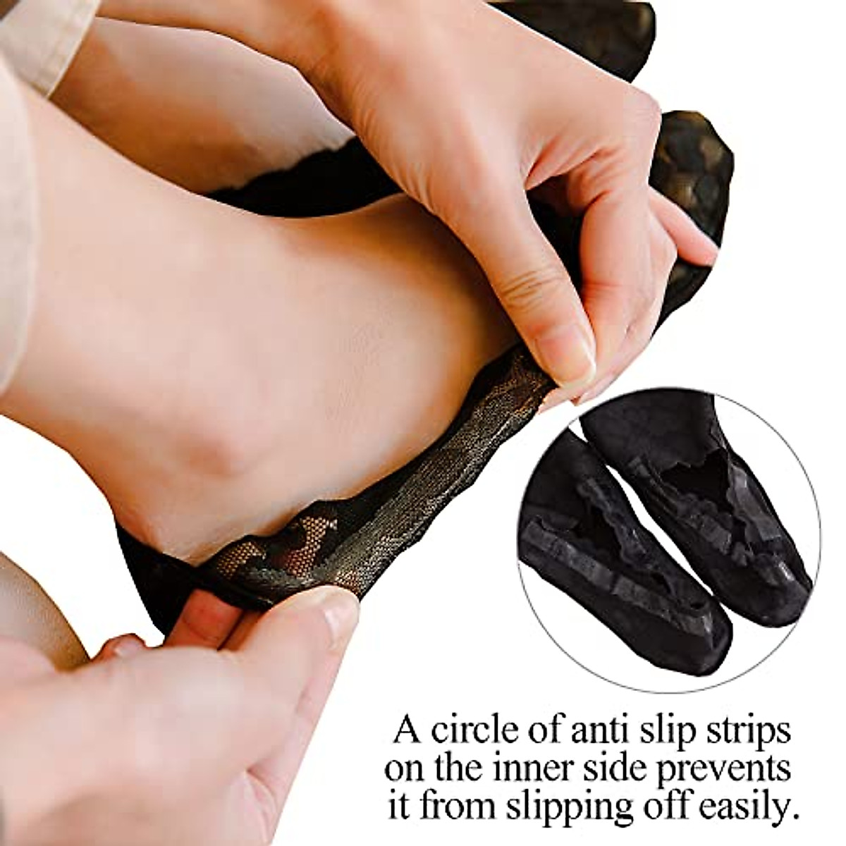 BIVOLU Womens Lace No Show Thin Socks Cute Heart Breathable Mesh Socks Non Slip Low Cut Invisible Socks for Women Girls 6 Pack Size 5-9