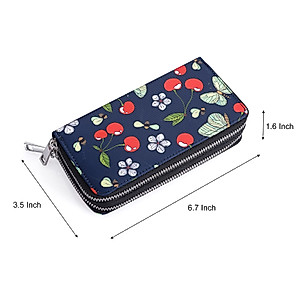 Abberry Double Zipper Wristlet Wallet Long Clutch Purse Cellphone Wallet for Women (Cherry)