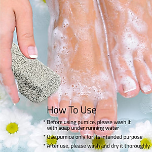 Pumice Stone - Callus Remover and Foot Stone Scrubber - Exfoliating Foot Stone Pumice Rock for Hard, Dry and Dead Skin on Heels, Body, Feet (Pack of 2) (White)