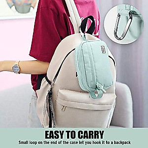 Sooez High Capacity Pencil Pen Case, Durable Pencil Bag Pouch Box Organizer Cases, Portable Journaling Supplies with Easy Grip Handle & Loop, Asthetic Supply for Girls Adults, Mint Green