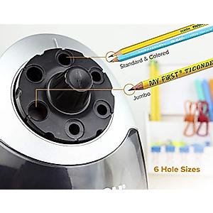Stanley Bostitch SuperPro6 Commercial Pencil Sharpener with 6 Holes and Industrial Motor, Gray (EPS12HC)