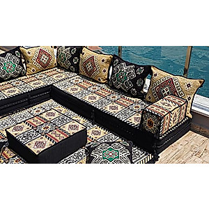 Floor Sofa Seating Set, L Shape Corner Arabic Sofa Set, Oriental Floor Seating, Floor Cushions, Living Room Sofa, Arabic Majlis, Moroccan Jalsa, Sleeper Sofa (L Sofa Full Set)