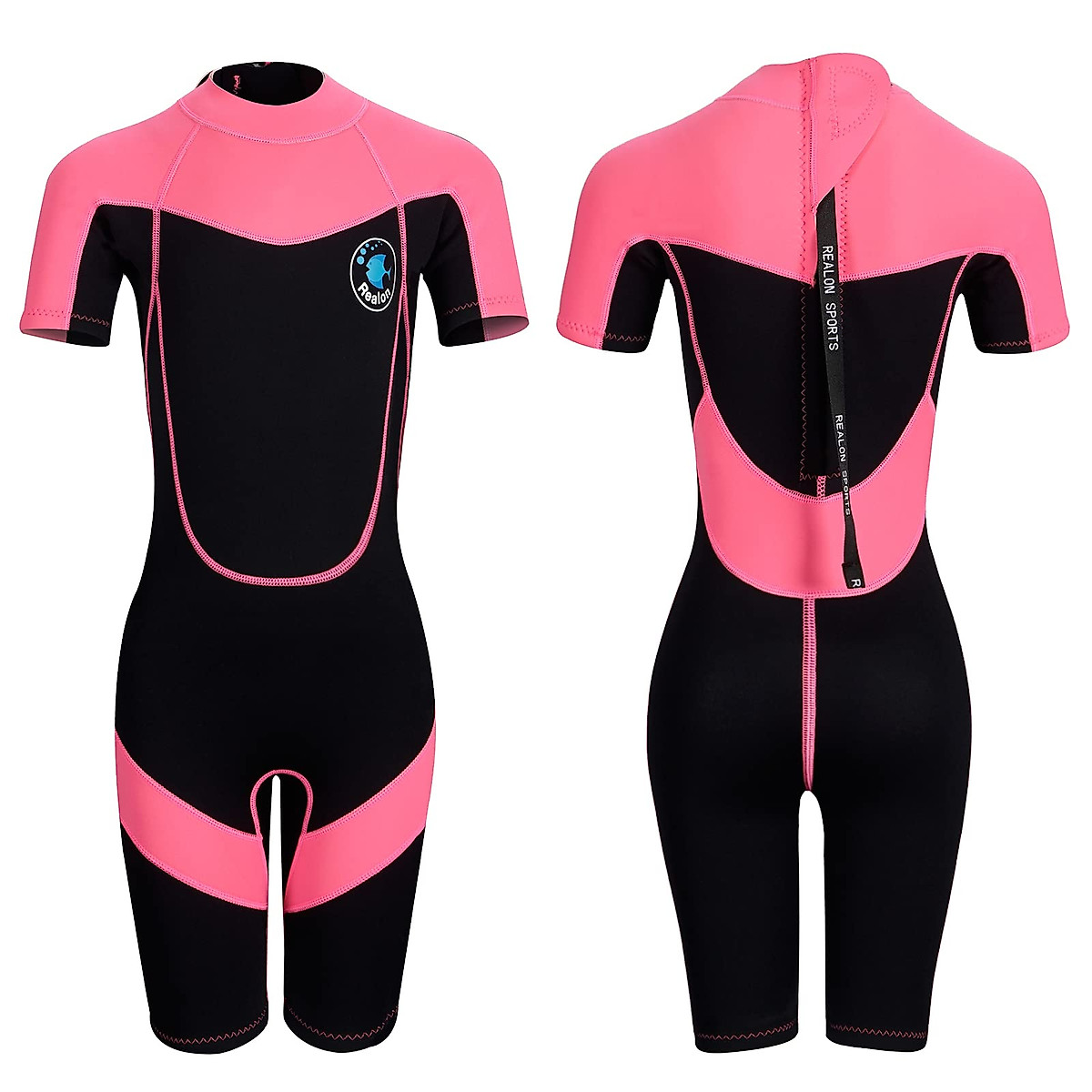 REALON Shorty Wetsuit Kids for Boys/Girls Shorty Baby One Piece Wet Suit 2mm Neoprene Wet Suit Shorty Back Zipper 3t to 12t Toddler/Infant Swimsuit for Surfing Snorkeling Swimming