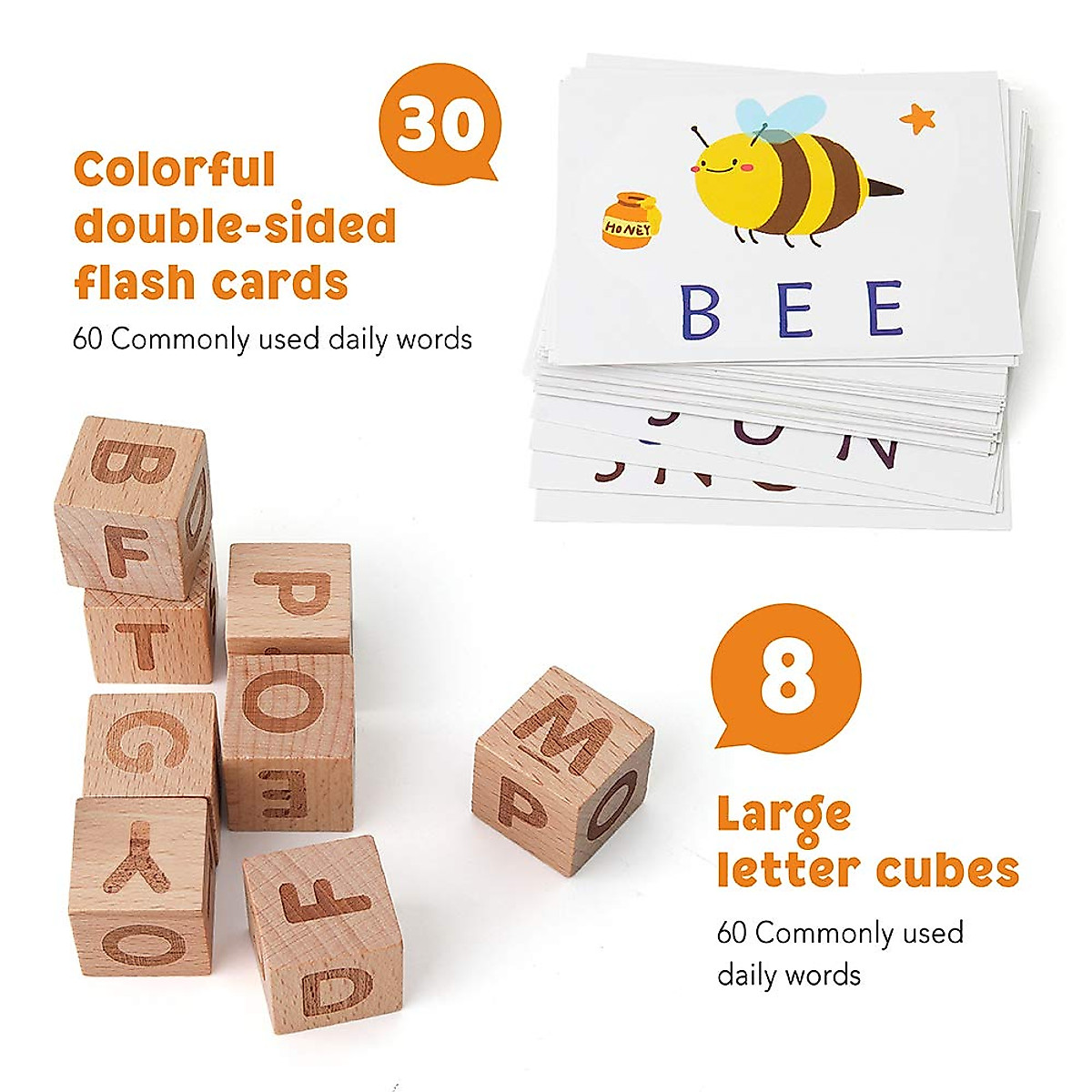 Coogam Spelling Games, Wooden Matching Letters Toy with Flash Cards Words, Montessori ABC Alphabet Learning Educational Puzzle Gift for Preschool Boys Girls Kids Age 3 4 5 Years Old