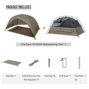 OneTigris 6.8x4.1x3.7ft 2-Person Camping Tent, Waterproof, Lightweight, Easy Setup
