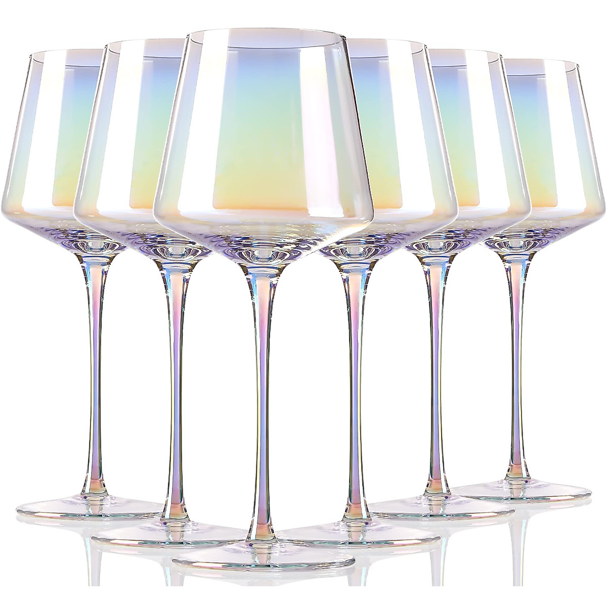 Physkoa Red Wine Glasses Set of 6 - Iridescent Crystal Wine Glass Rainbow Wine Glasses for Wine Tasting, Wedding Gift, Anniversary, Christmas, Birthday ，Mothers Day Gift