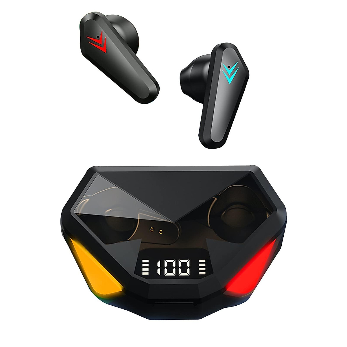 Acuvar Fully Wireless Bluetooth 5.2 Rechargeable Waterproof Sweatproof Gaming Earbud Headphones with Microphone, RGB LED 12h USB C Power Charging Case Low Latency Surround Stereo Bass Noise Cancelling