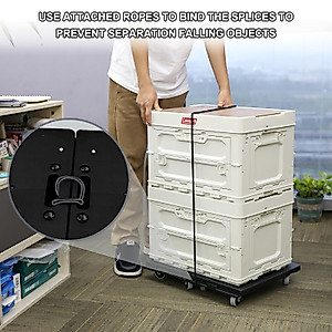 Uholan Flatbed Dolly Can Connected Two Pcs One Set Household Portable Mobile Dolly Infinite Rotary Flat Handtruck Mobile Furniture Load 220lb Black ，Blue Wheel (Blue wheel)