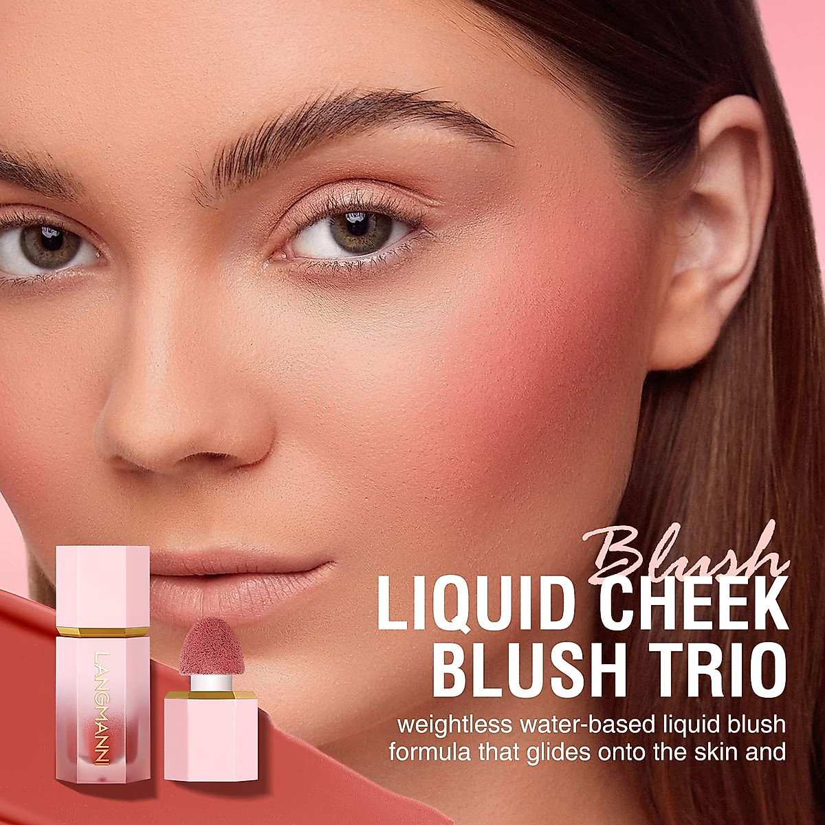 Liquid Blush with Air Cushion, Smooth, Lightweight Breathable Formula for Sheer Flush of Natural-Looking Color and Dewy Finish - Oil-Free and Matte for Soft and Subtle Look (#101 LOVE CAKE)