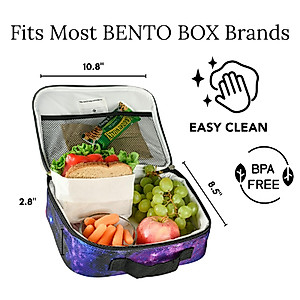 Fenrici Galaxy Lunch Box for Boys, Kids, Boy's Lunch Box for School, Insulated Lunch Bag for Preschool, K-6, Soft Sided Compartments, Spacious, BPA Free, Food Safe,10.8in x 8.5in x 2.8in, Blue