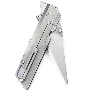 TITANER Raven Titanium EDC Folding Pocket Utility Knife - Box Cutter Suitable For Art Work, Outdoor, Hunting,Household tools (Stonewash)