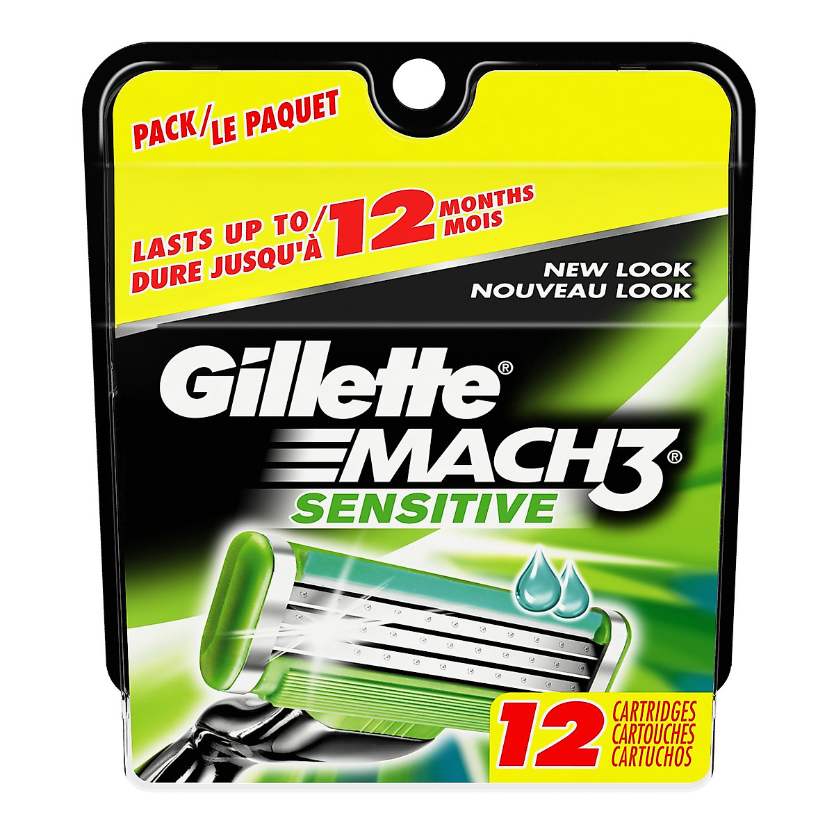 Gillette Mach3 Men's Razor Blade Refills, Sensitive, 12 Count