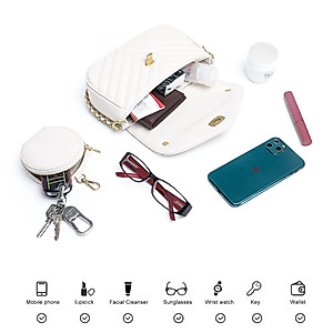 Montana West Quilted Small Crossbody Bags for Women Trendy Designer Shoulder Purses and Handbags with Coin Purse, 2PCS Set (Beige)