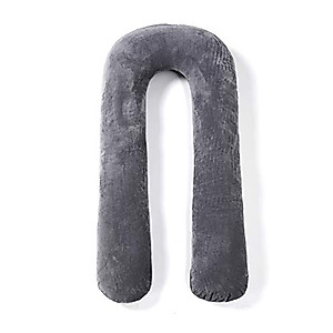 EVOLIVE Shaped Down Alternative Filled Body Pillows Pregnancy Pillow with Removable Micrormink Cover 55" Lx27 Wx7 H (U-Shaped)