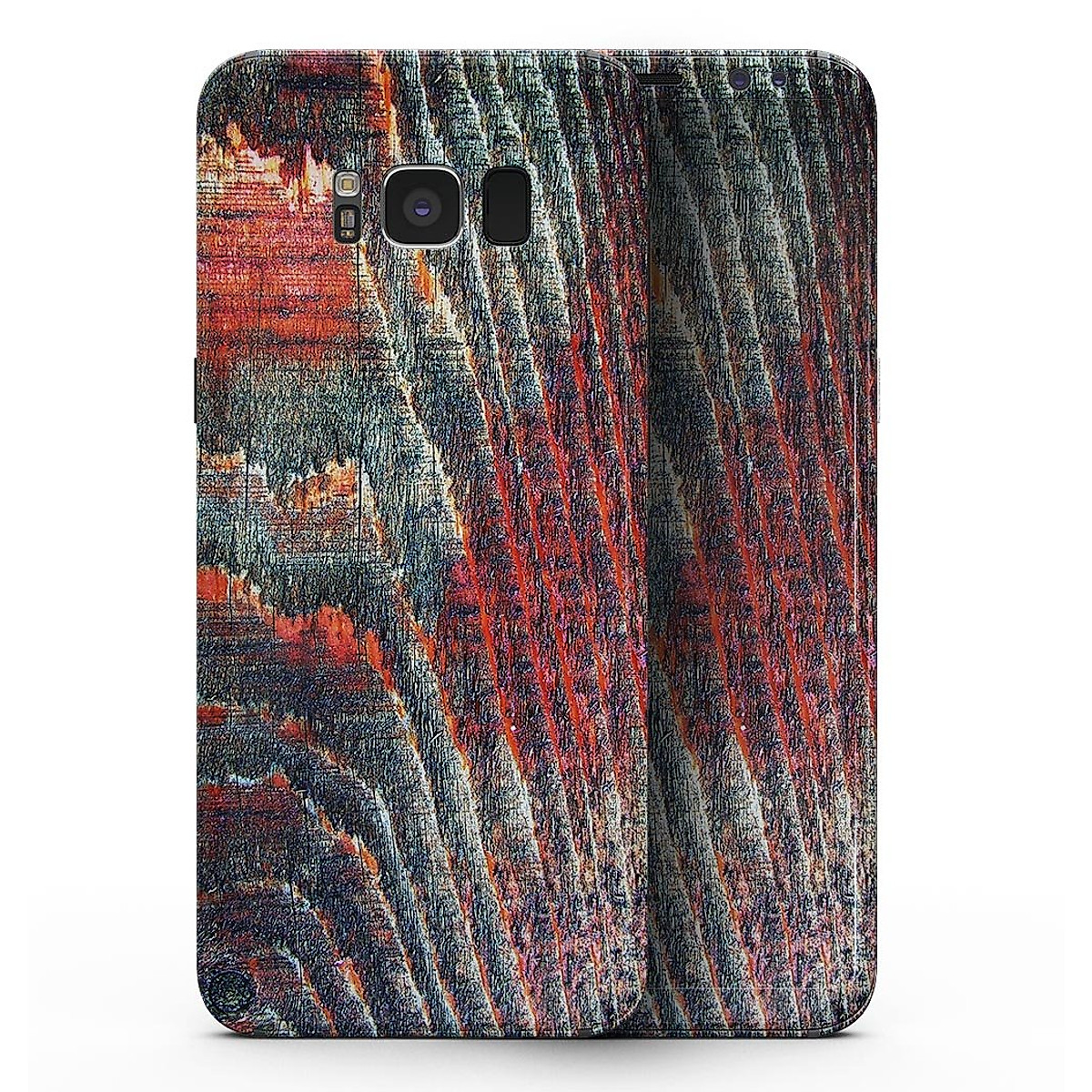 Design Skinz Design Skinz Grungy Orange and Teal Dyed Wood Surface Full-Body Wrap Decal Skin-Kit for The Galaxy S9 Plus
