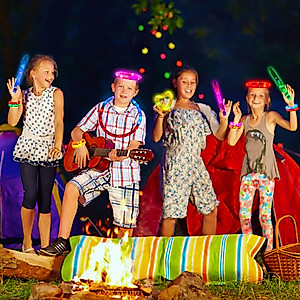 24 pcs Light Up Glow Sticks, LED Pop Tubes Party Favors for Kids 4-8 Glow in The Dark Party Supplies Fidget Toys Tubes for Halloween Birthday Gifts Xmas Stocking Goodie Bags Stuffers Wedding Decor