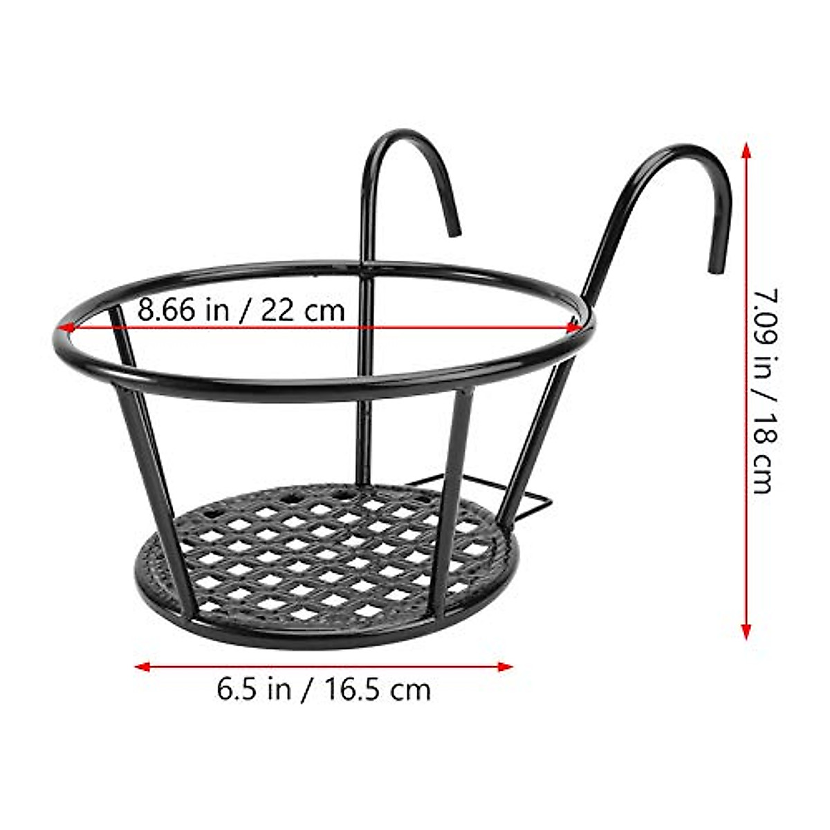 Yardwe Over The Rail Flower Pot Holder for Railings Planter Iron Fence Planters Hanging Planter Pot Container 16.5x10.5x20cm (Black)