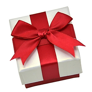 Paialco Jewelry Package Paper Gift Box Red Ribbon Bow-Knot 2 1/4-Inch by 2 1/4-Inch