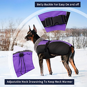 IECOii Extra Warm Dog Coat Reflective Adjustable Dog Jacket Dog Winter Coat with Buckle Fleece Turtleneck Dog Jacket for Cold Weather Soft Winter Coat for Small Medium Extra Large Dogs
