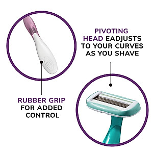 BIC Soleil Sensitive Advanced Women's Disposable Razors With 360 Degree Water Activated Moisture Strip for Enhanced Glide, Shaving Razors With 5 Blades, 5 Count
