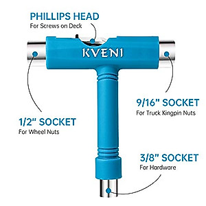 Skate Tool All-in-One, Multi-Function Portable Skateboard T Tools Accessory - with T-Type Allen Key and L-Type Phillips Head Wrench Screwdriver