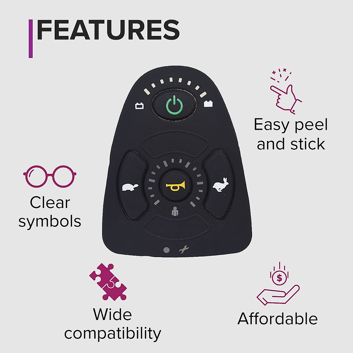 AlveyTech Keypad for 4-Key Dynamic Shark DK-REMD01 and DK-REMD02 (MK5 SPJ+) Joysticks - Replacement Power Chair Joystick Controller Rubber Pad (MC-GLA80843 / 1165094/82674 / 301201-22 / PLSINDV1264)