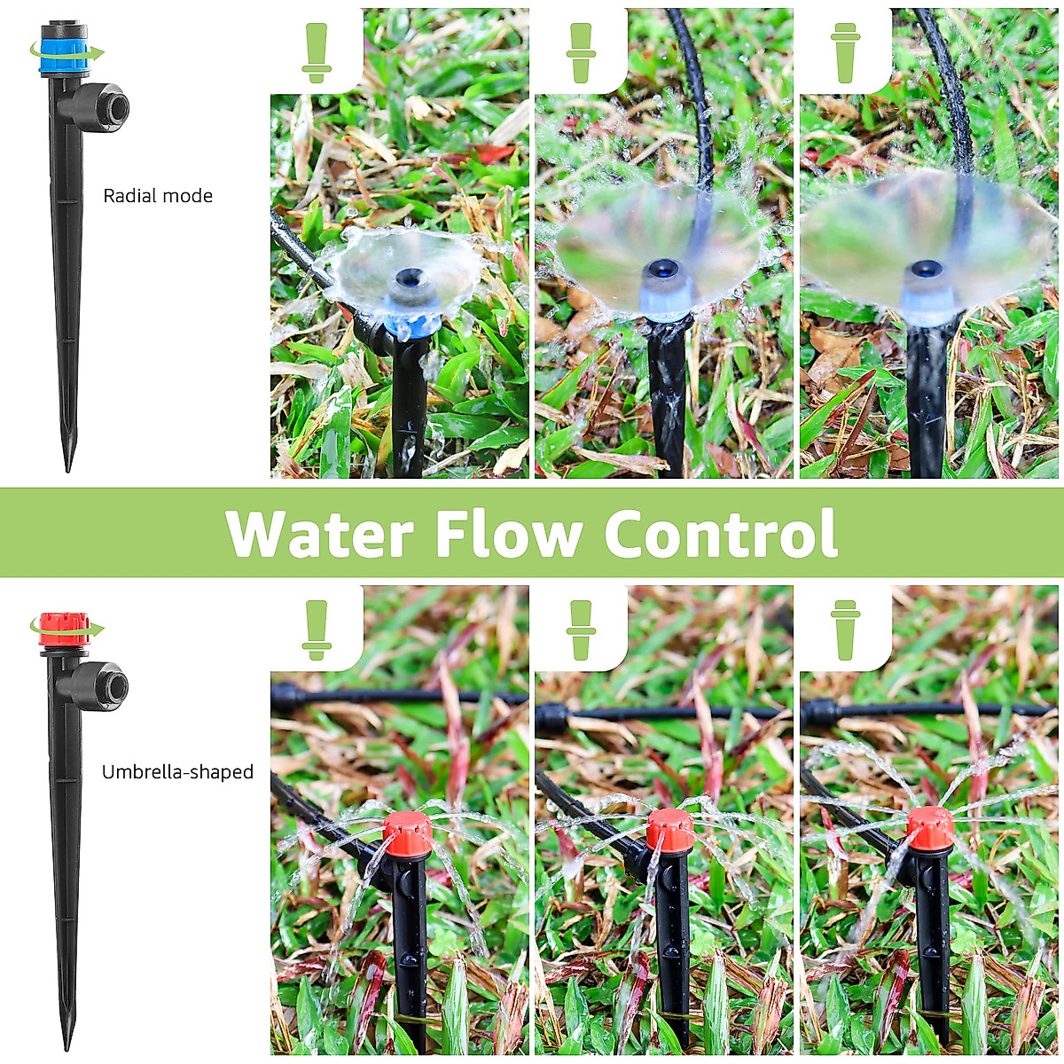 Bonviee 100FT Drip Irrigation Kit, Quick-Connect Garden Watering System for Outdoor Plants with 1/4 inch Blank Tubing Adjustable Emitters Sprinkler for Raised Bed Lawn Greenhouse Flower Pot