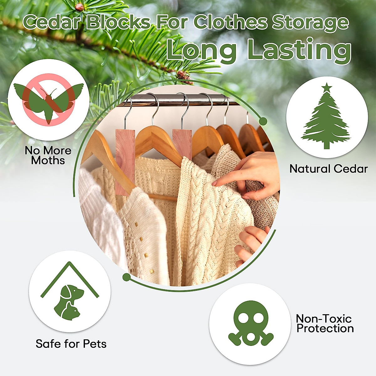 Tupetcs 10 Pcs Cedar Blocks for Clothes Storage, Cedar Planks for Closets and Drawers, Aromatic Cedar Wood Hang Ups with Sandpaper-Clothes Storage Freshener