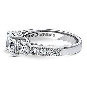 BERRICLE Sterling Silver 3-Stone Wedding Engagement Rings Cushion Cut Cubic Zirconia CZ Promise Ring for Women, Rhodium Plated Size 5.5