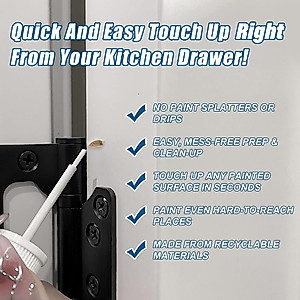 cocomfix White Touch Up Paint, Multi Surface Touch Up Paint Pen, Interior & Exterior Scratch Repair for Wall, Door, Cabinets, Wood, Furniture, Water Based & Low Odor. 1.5 Fl Oz (Perfect White)