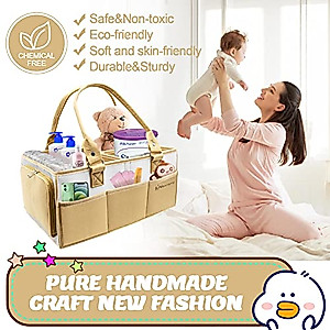 Veoiramc Diaper Caddy Organizer for Baby - Large Diaper Caddy for Baby with Handle, Felt Diaper Organizer Caddy for Change Table, Portable Changing Table Diaper Caddy for Baby Boy, Girl - Brown
