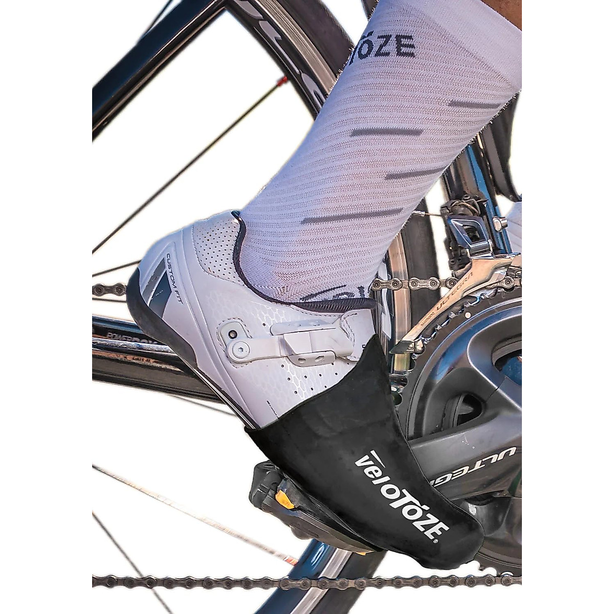 veloToze Silicone Toe Cover - Keeps feet Warm While Bike Riding in Cool, Spring Weather - for Men and Women White One Size
