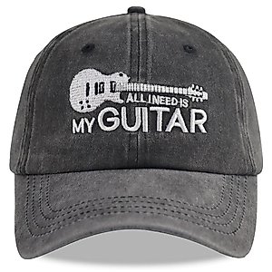 Unisex Guitar Accessories, Guitar Gifts for Men and Women Unique Denim Baseball Hat, Music Hat Guitar Gear Vintage Adjustable Cotton Dad Baseball Caps for Musicians Guitar Lovers