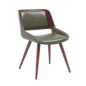 Porthos Home Basil Mid-Century Dining Chair, Water and Stain Resistant Faux Leather Upholstery, Metal Legs with Wood Finish