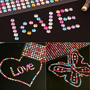3120pcs 6mm Self-Adhesive Rhinestone Stickers Gem Stickers Jewels Crystal Embellishment Sheet for Crafts DIY Card Making (12 Sheets)