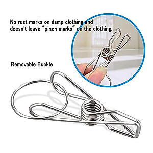 Fayleeko Clothes Drying Rack with 34 Clips, Folding Stainless Steel Drying Hanger, Baby Hangers,Clothes Hangers for Drying Socks,Drying Towels, Diapers, Bras, Baby Clothes,Underwear