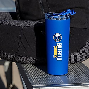 Rico Industries NHL Hockey Buffalo Sabres Royal Blue 24oz Stainless Steel Tumbler with Lid and Dual Functioning Lid